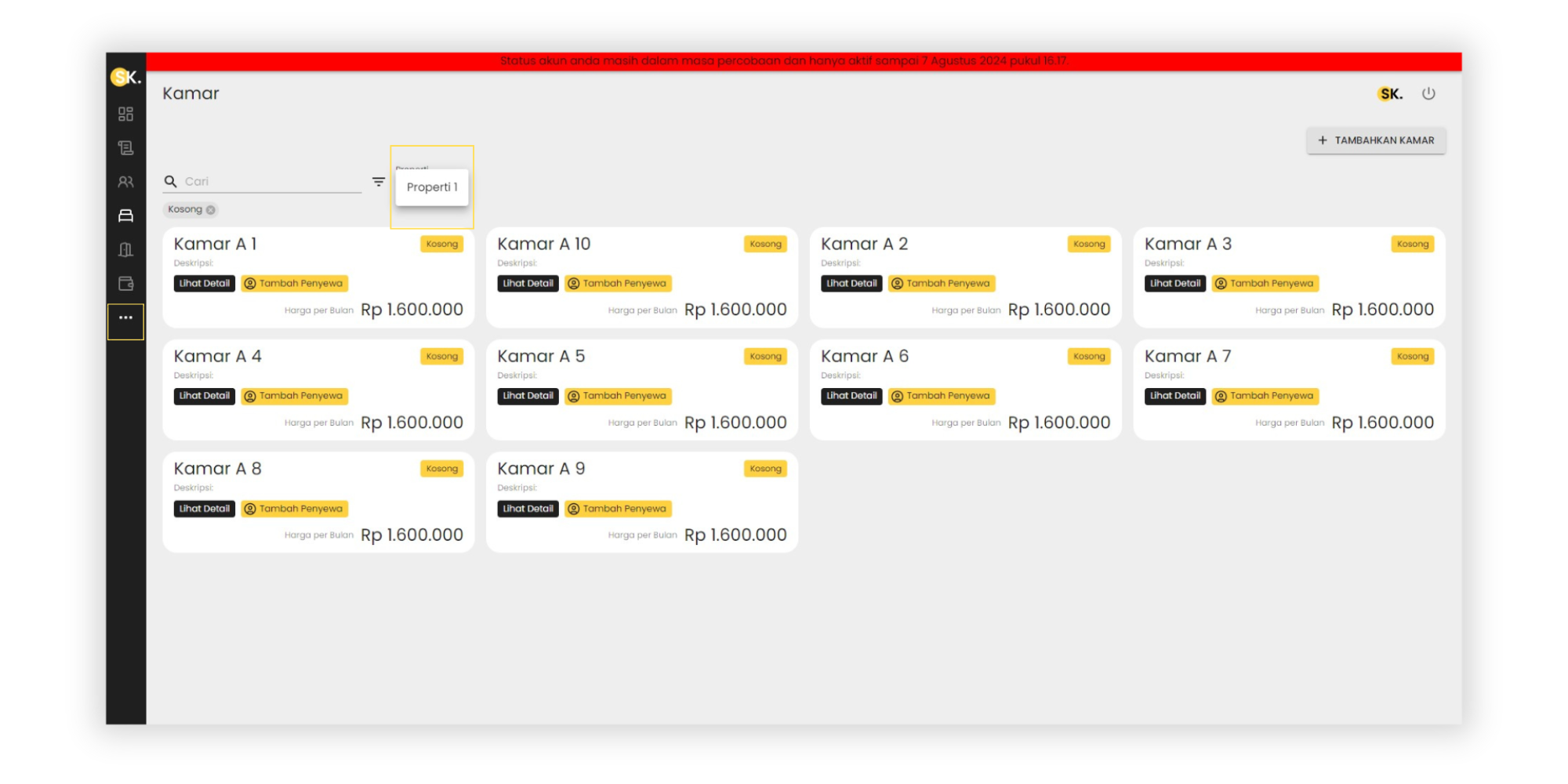 Perbedaan akun Owner vs Admin - SuperKos