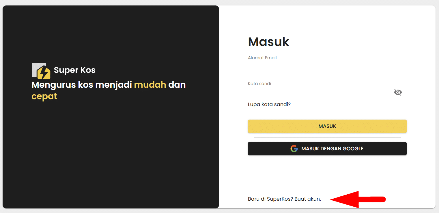 Cara mendaftar akun Superkos - SuperKos